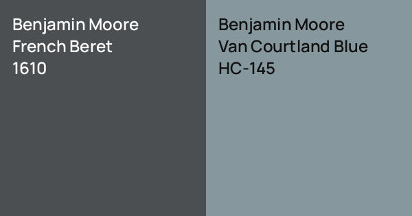 Benjamin Moore French Beret vs. Benjamin Moore Van Courtland Blue comparison