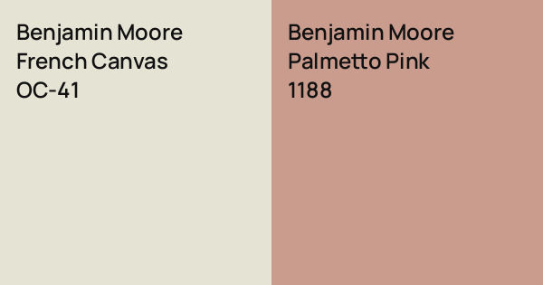 Benjamin Moore French Canvas vs. Benjamin Moore Palmetto Pink comparison