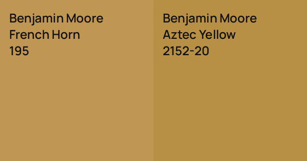 Benjamin Moore French Horn vs. Benjamin Moore Aztec Yellow comparison