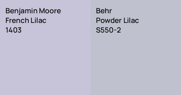 Benjamin Moore French Lilac vs. Behr Powder Lilac comparison