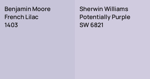 Benjamin Moore French Lilac vs. Sherwin Williams Potentially Purple ...