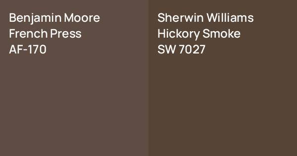 Benjamin Moore French Press vs. Sherwin Williams Hickory Smoke comparison