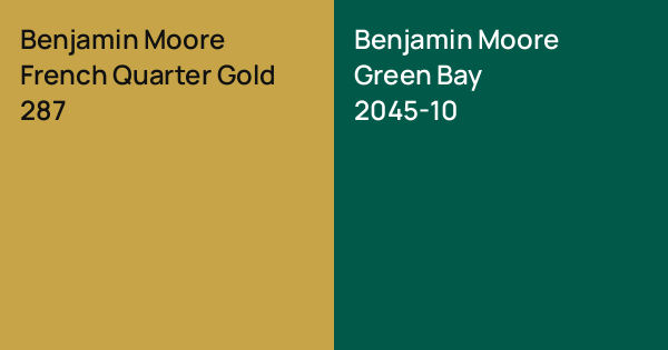 Benjamin Moore French Quarter Gold vs. Benjamin Moore Green Bay comparison