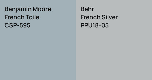 Benjamin Moore French Toile vs. Behr French Silver comparison