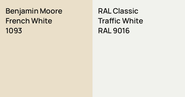 Benjamin Moore French White vs. RAL Classic Traffic White comparison