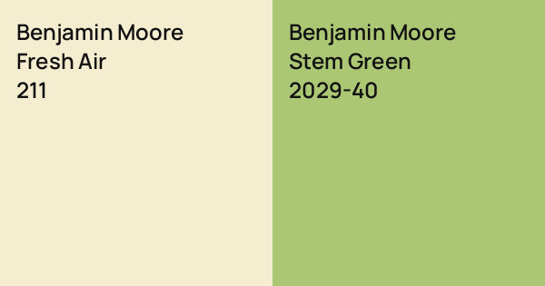 Benjamin Moore Fresh Air vs. Benjamin Moore Stem Green comparison