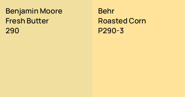 Benjamin Moore Fresh Butter vs. Behr Roasted Corn comparison