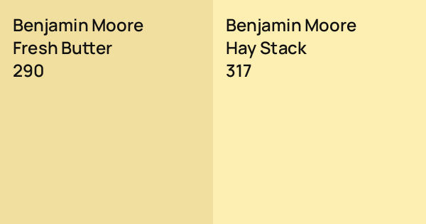 Benjamin Moore Fresh Butter vs. Benjamin Moore Hay Stack comparison