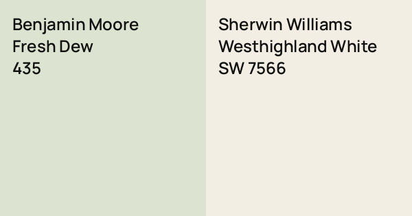 Benjamin Moore Fresh Dew vs. Sherwin Williams Westhighland White comparison