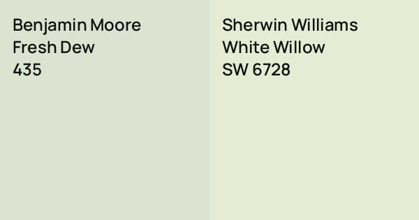 Benjamin Moore Fresh Dew vs. Sherwin Williams White Willow comparison