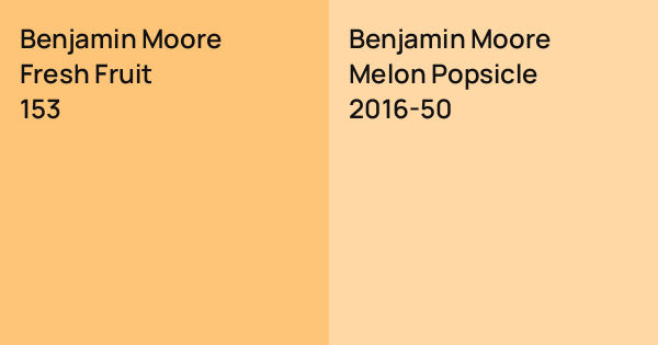 Benjamin Moore Fresh Fruit vs. Benjamin Moore Melon Popsicle comparison