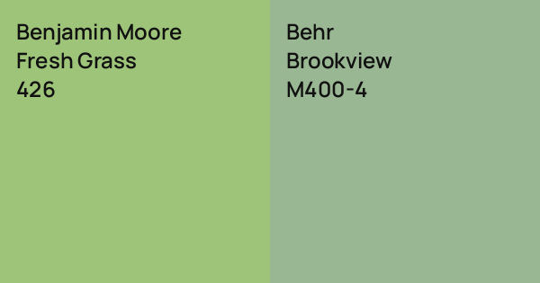 Benjamin Moore Fresh Grass vs. Behr Brookview comparison