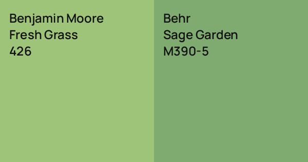 Benjamin Moore Fresh Grass vs. Behr Sage Garden comparison