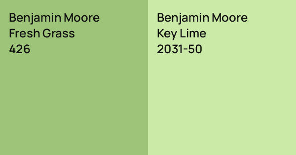 Benjamin Moore Fresh Grass vs. Benjamin Moore Key Lime comparison