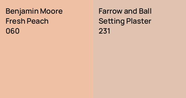 Benjamin Moore Fresh Peach vs. Farrow and Ball Setting Plaster comparison
