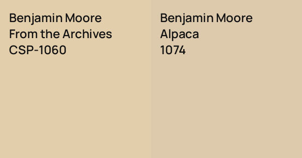 Benjamin Moore From the Archives vs. Benjamin Moore Alpaca comparison