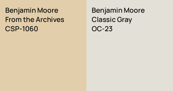 Benjamin Moore From the Archives vs. Benjamin Moore Classic Gray comparison