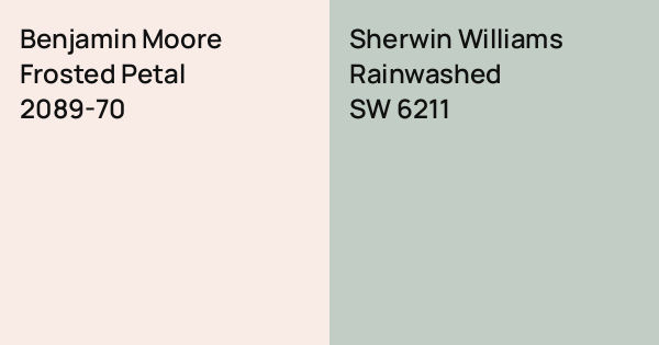 Benjamin Moore Frosted Petal vs. Sherwin Williams Rainwashed comparison