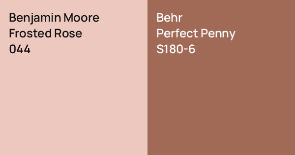 Benjamin Moore Frosted Rose vs. Behr Perfect Penny comparison