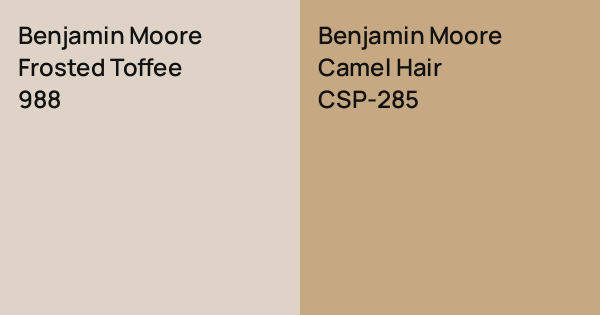 Benjamin Moore Frosted Toffee vs. Benjamin Moore Camel Hair comparison