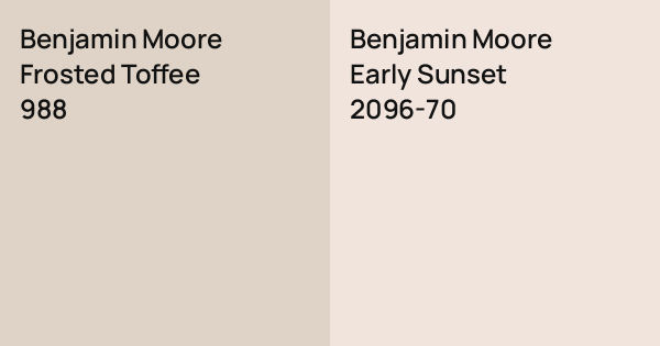 Benjamin Moore Frosted Toffee vs. Benjamin Moore Early Sunset comparison