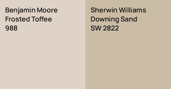Benjamin Moore Frosted Toffee vs. Sherwin Williams Downing Sand comparison