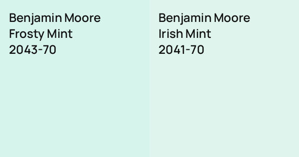 Benjamin Moore Frosty Mint vs. Benjamin Moore Irish Mint comparison