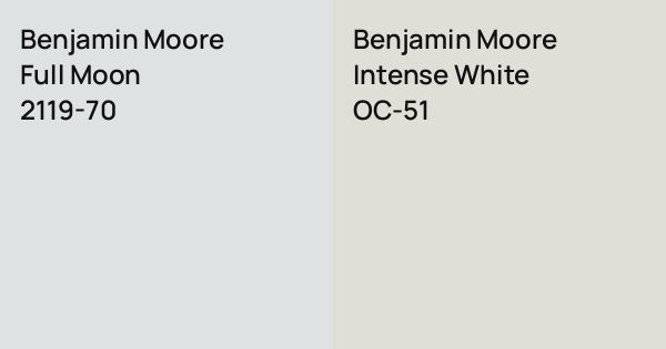 Benjamin Moore Full Moon vs. Benjamin Moore Intense White comparison