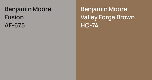 Benjamin Moore Fusion vs. Benjamin Moore Valley Forge Brown comparison