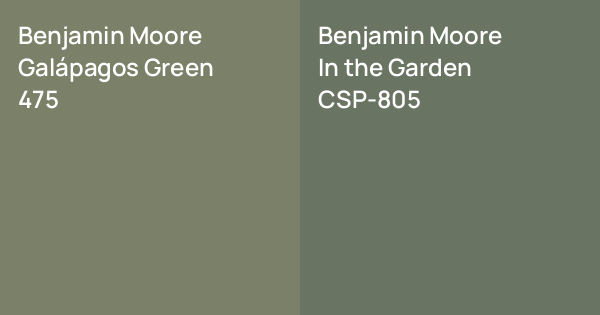 Benjamin Moore Galápagos Green vs. Benjamin Moore In the Garden comparison