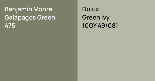 Benjamin Moore Galápagos Green vs. Dulux Green Ivy comparison