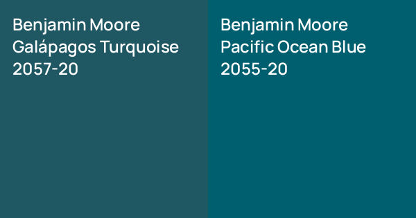 Benjamin Moore Galápagos Turquoise vs. Benjamin Moore Pacific Ocean ...