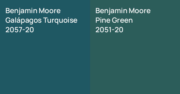 Benjamin Moore Galápagos Turquoise vs. Benjamin Moore Pine Green comparison