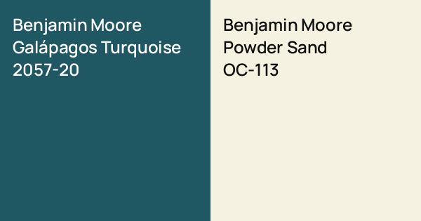 Benjamin Moore Galápagos Turquoise vs. Benjamin Moore Powder Sand ...