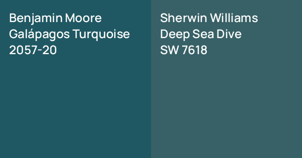 Benjamin Moore Galápagos Turquoise vs. Sherwin Williams Deep Sea Dive ...