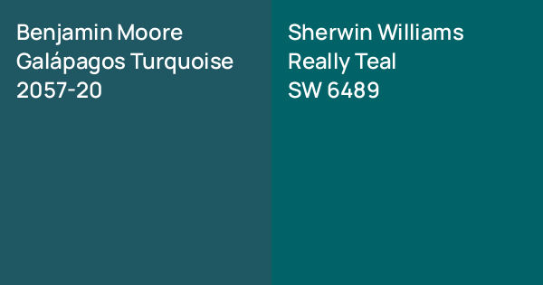 Benjamin Moore Galápagos Turquoise vs. Sherwin Williams Really Teal ...