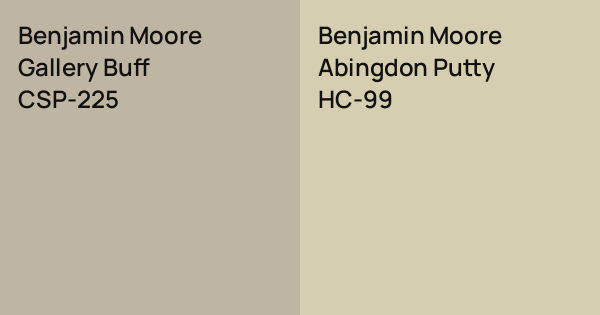 Benjamin Moore Gallery Buff vs. Benjamin Moore Abingdon Putty comparison