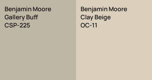 Benjamin Moore Gallery Buff vs. Benjamin Moore Clay Beige comparison