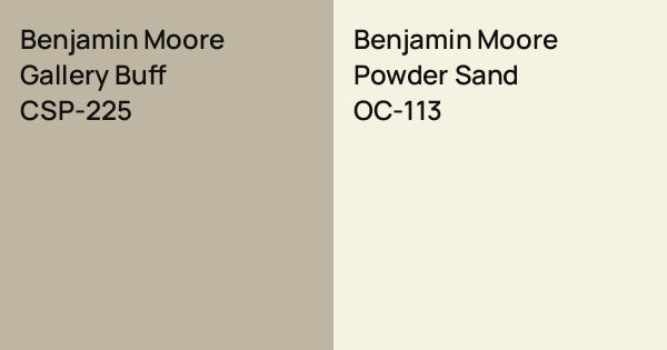 Benjamin Moore Gallery Buff vs. Benjamin Moore Powder Sand comparison