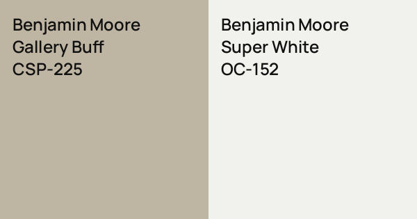 Benjamin Moore Gallery Buff vs. Benjamin Moore Super White comparison