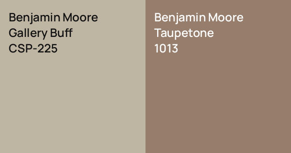 Benjamin Moore Gallery Buff vs. Benjamin Moore Taupetone comparison