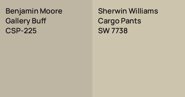 Benjamin Moore Gallery Buff vs. Sherwin Williams Cargo Pants comparison