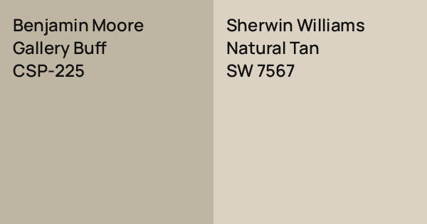 Benjamin Moore Gallery Buff vs. Sherwin Williams Natural Tan comparison
