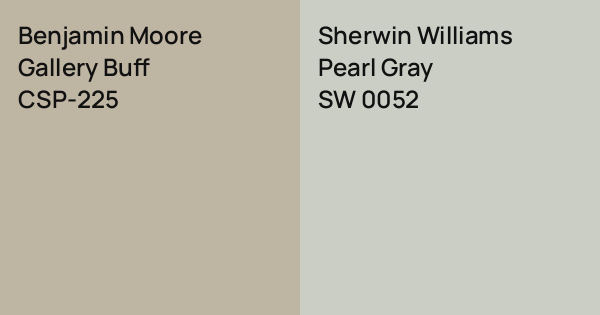 Benjamin Moore Gallery Buff vs. Sherwin Williams Pearl Gray comparison