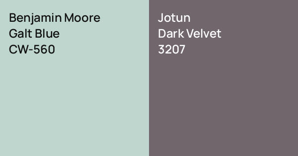 Benjamin Moore Galt Blue vs. Jotun Dark Velvet comparison