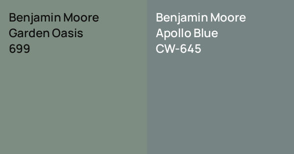 Benjamin Moore Garden Oasis vs. Benjamin Moore Apollo Blue comparison