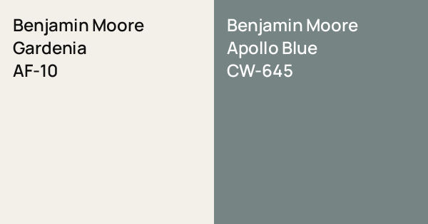 Benjamin Moore Gardenia vs. Benjamin Moore Apollo Blue comparison