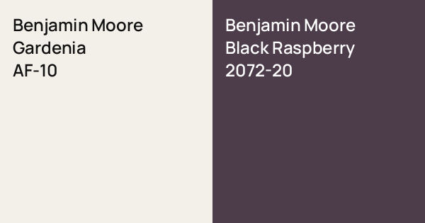 Benjamin Moore Gardenia vs. Benjamin Moore Black Raspberry comparison