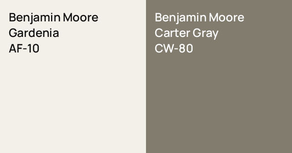 Benjamin Moore Gardenia vs. Benjamin Moore Carter Gray comparison