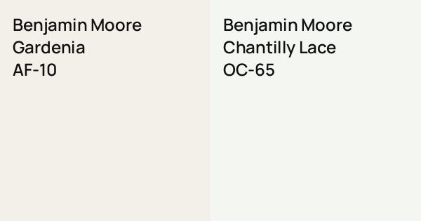 Benjamin Moore Gardenia vs. Benjamin Moore Chantilly Lace comparison